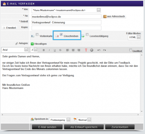 eclipso Einschreiben - Die E-Mail mit Empfangsgarantie - Mail & Cloud Blog